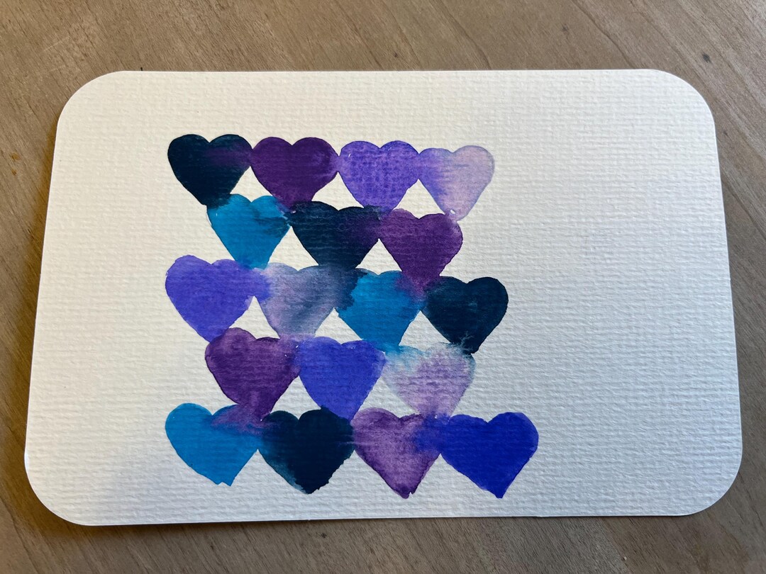 Hand-painted Watercolor Heart Postcards – 6" X 4” Original Art ...