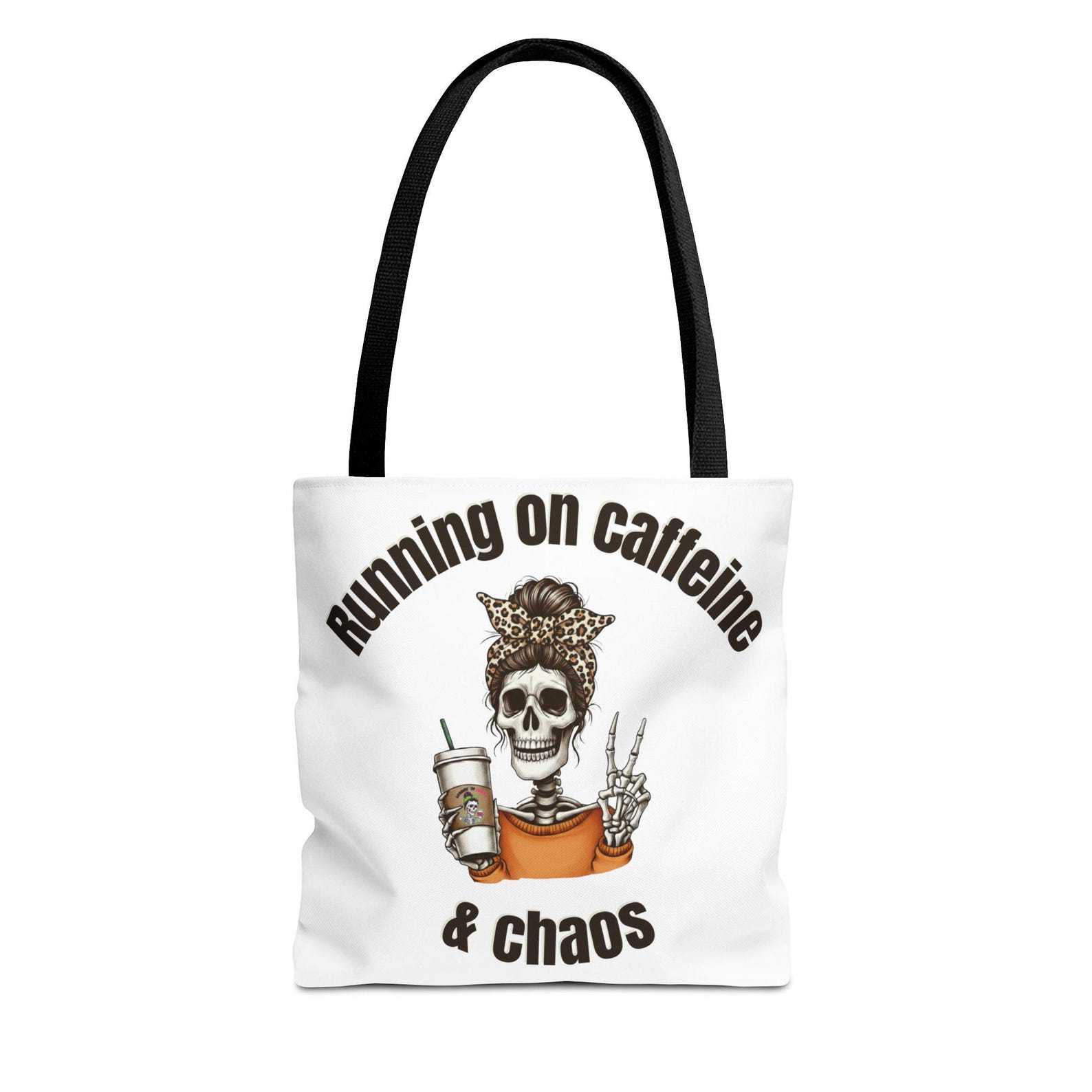 Skull Coffee Tote Bag | Caffeine & Chaos Mom Tote - Etsy