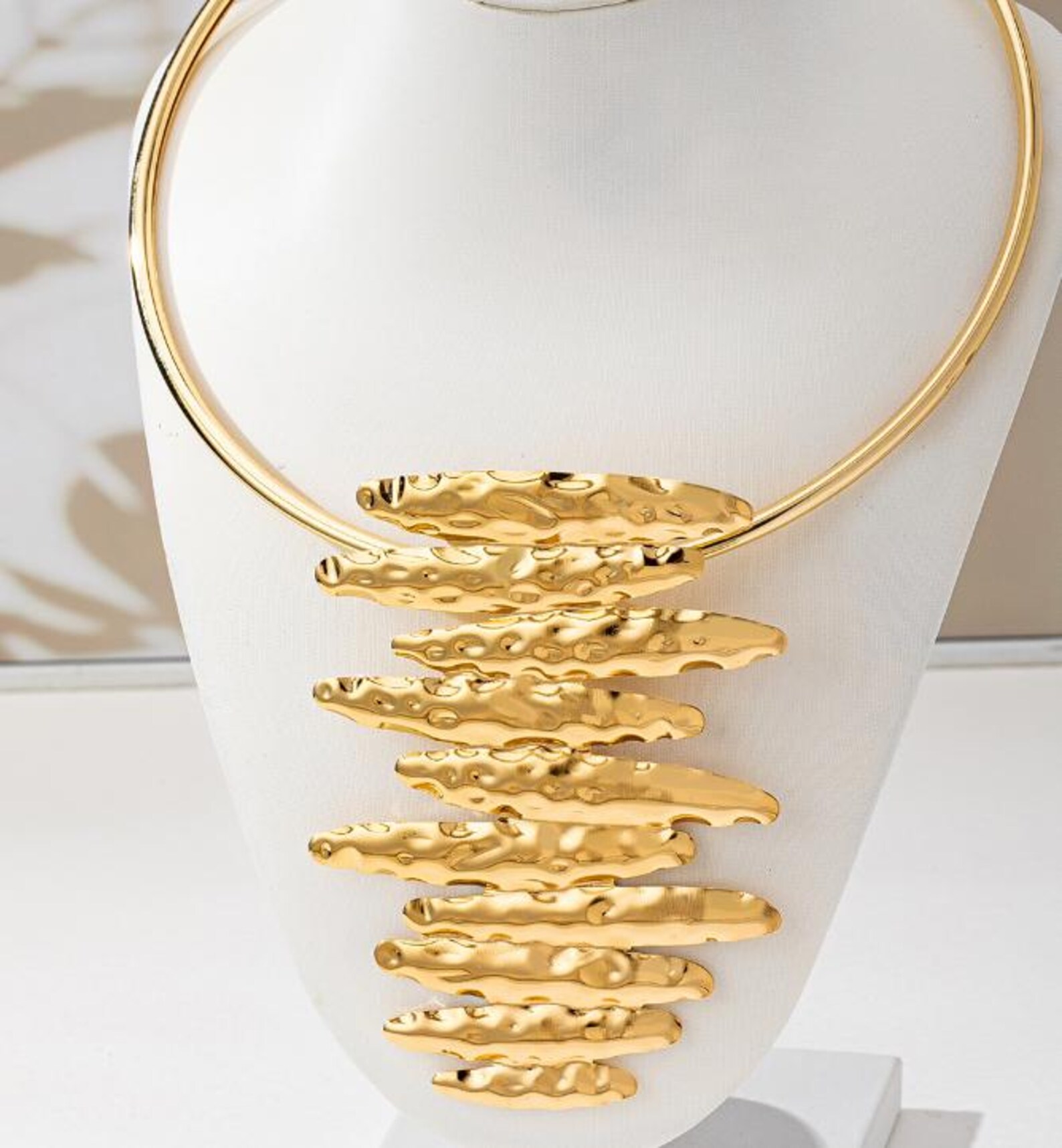 18K Gold Plated Sculptural Jewelry Set | Modern Statement Necklace ...