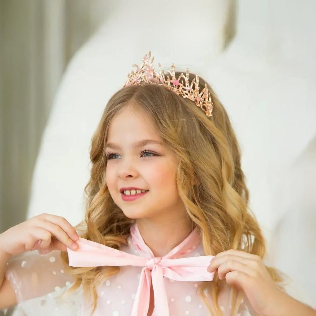 Pink Tiara Crown, Woodland Tiara, Gold Tiara, Fairy Tiara, Fairy Crown ...