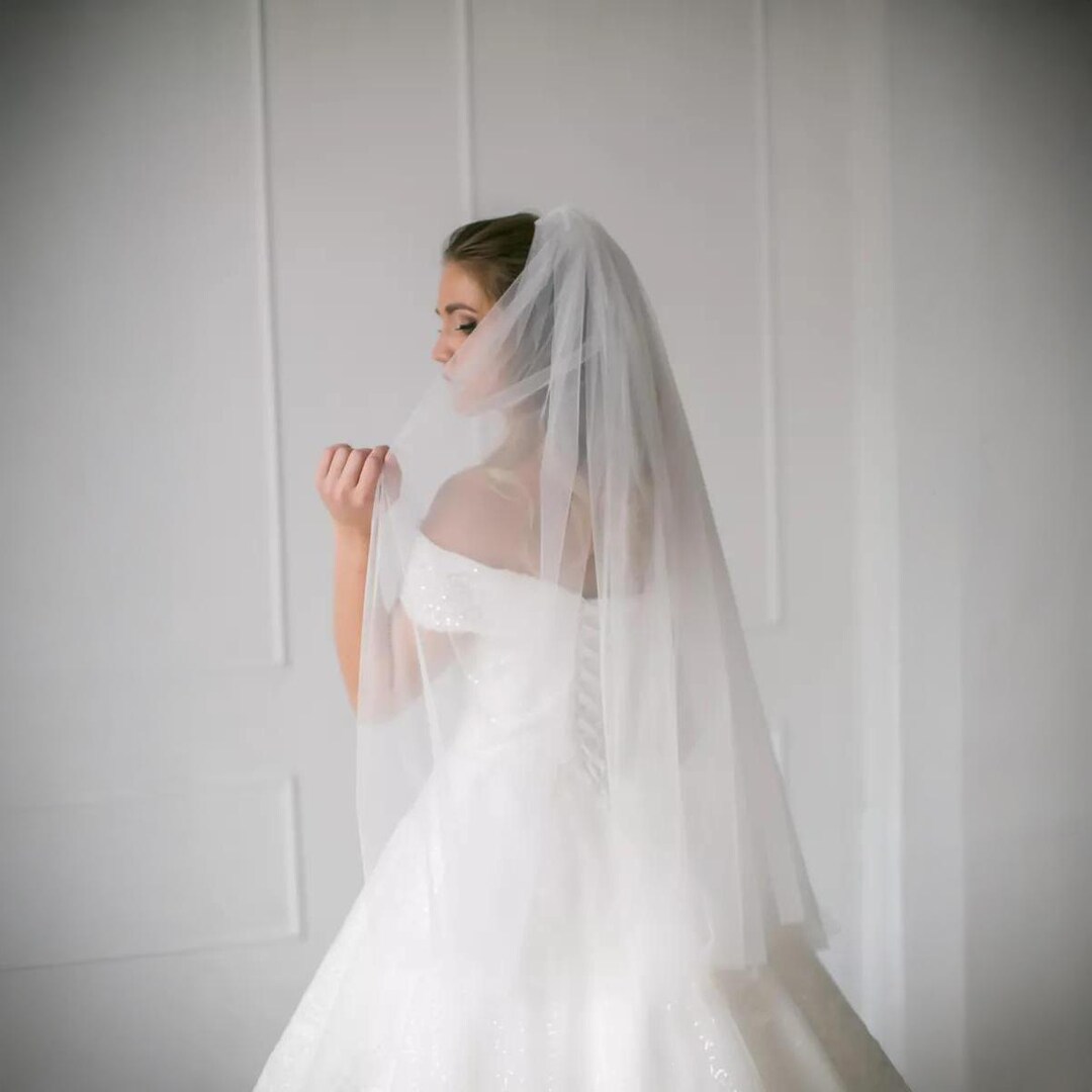 Finger Tip Length Veil, Ivory Tulle Veil, White Bridal Veil,ivory ...