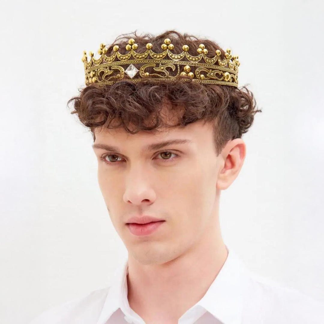 Gold Crown for Men, Mens King Crown, Royal Gold Crown, Medieval Crown ...