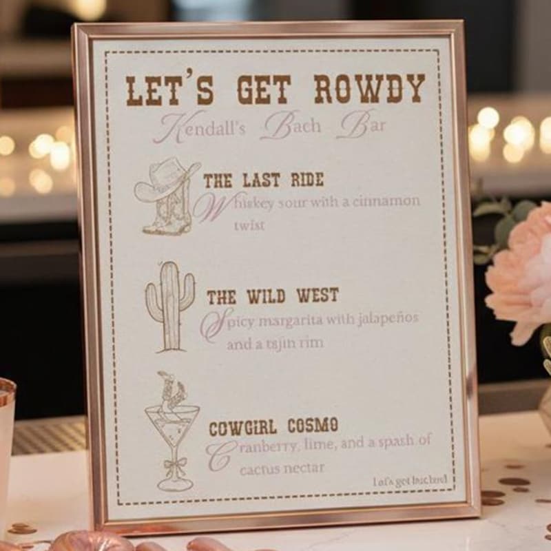 Rodeo Party Bar Menu - Etsy