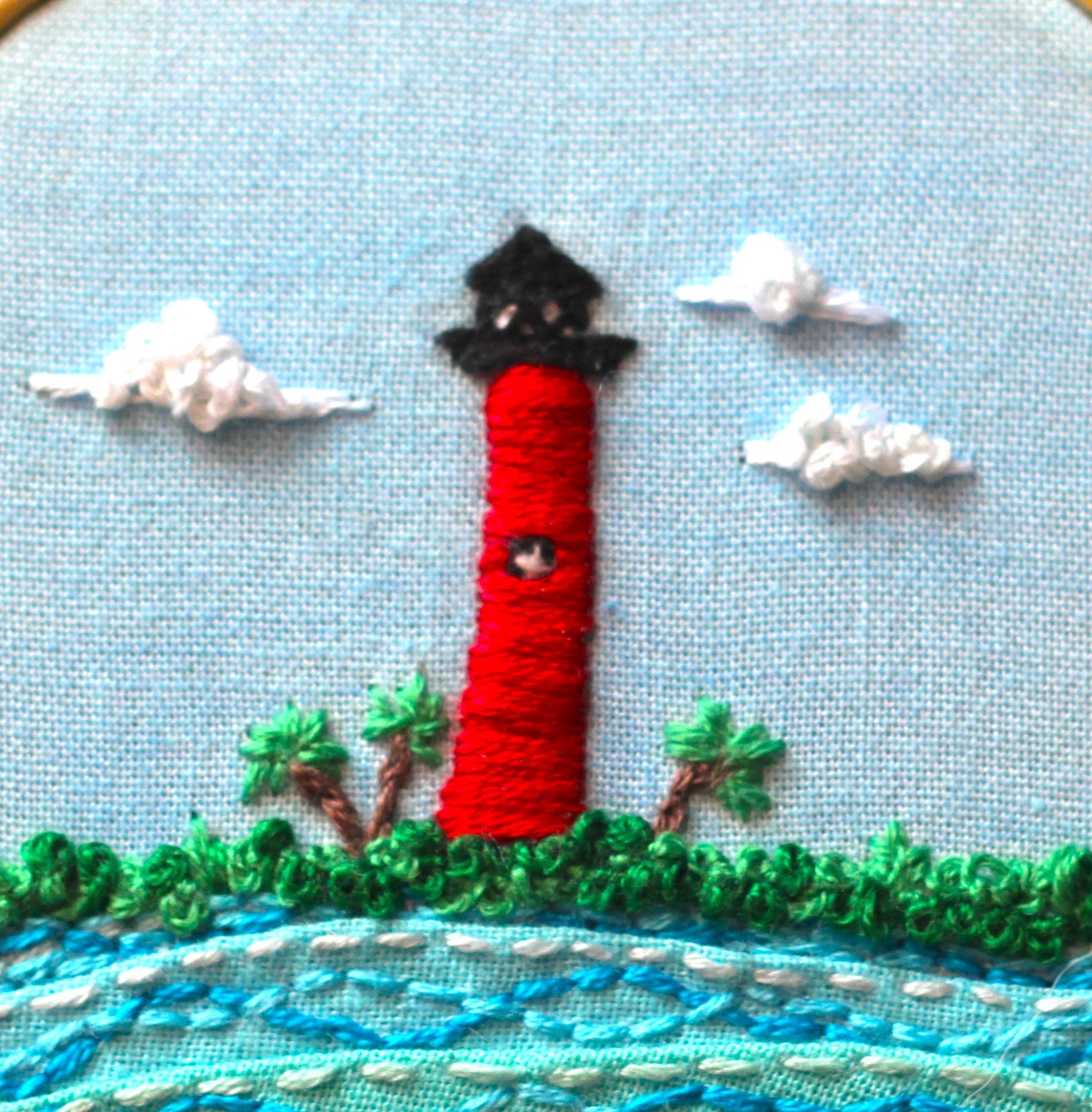 Hand Embroidered Lighthouse Scene Jupiter, Florida - Etsy