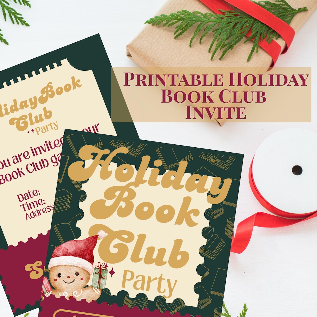 Holiday Book Club Invitation | Printable Christmas Party Invite | Cozy ...