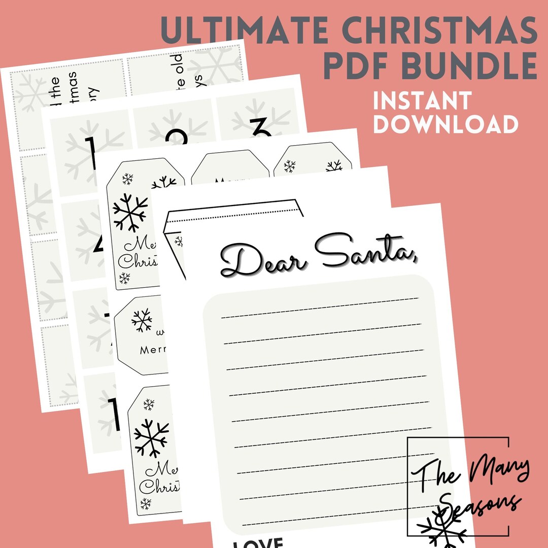 Christmas Printable Bundle - Advent Calendar Numbers, Pendant Flag ...