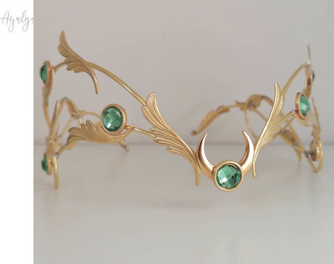 Gold Wedding Crown, Crescent Moon Headpiece, Headpiece Fairy Crown ...