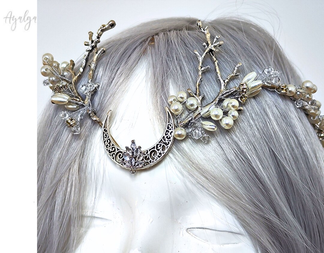 Elvish Woodland Tiara With Crystals ,moon Crystal Crown , Priestess ...