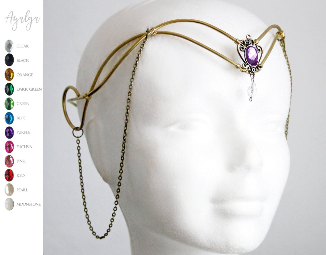 Golden Brass Elvish Tiara With Chain: Wedding Jewelry - Etsy