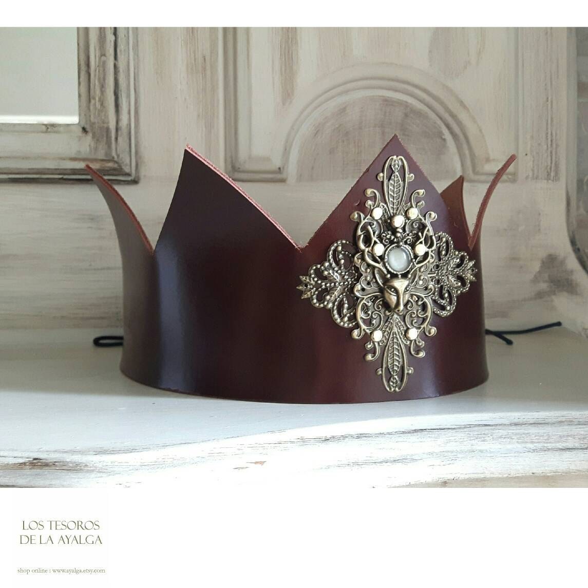 Leather crown king crown queen crown medieval groom | Etsy