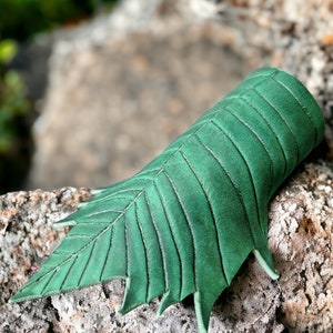 Leather Bracelet Leaf , One Elf Bracer - Etsy