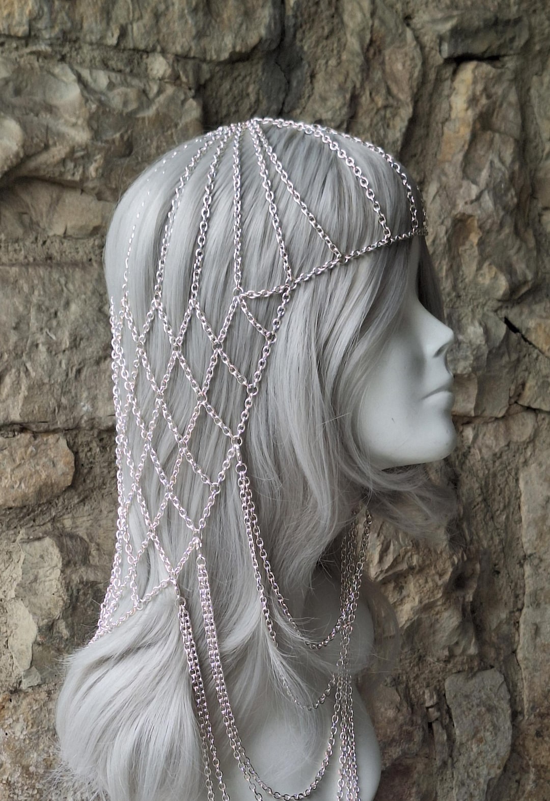 Medieval Chainmail Headpiece Renaissance Fantasy Head Accessory Bridal ...