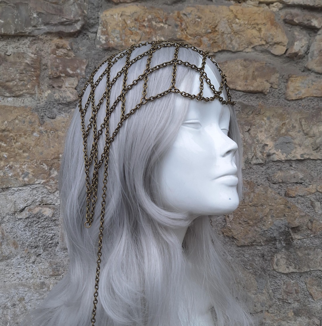 Molten Cap, Chains Headdress, Medieval Headdress - Etsy