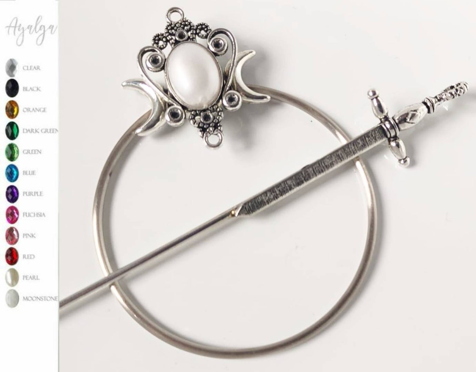 Witchy Triple Moon Hair Pin Silver – Pagan Goddess Bun Holder ...
