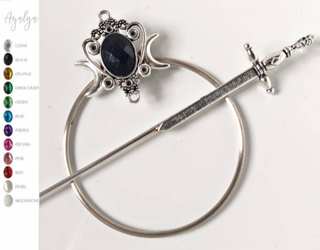 Witchy Triple Moon Hair Pin Silver – Pagan Goddess Bun Holder ...