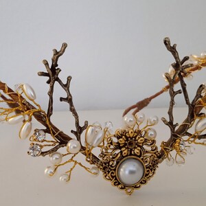 Elvish Woodland Tiara With Crystals ,moon Crystal Crown,gold Tiara - Etsy