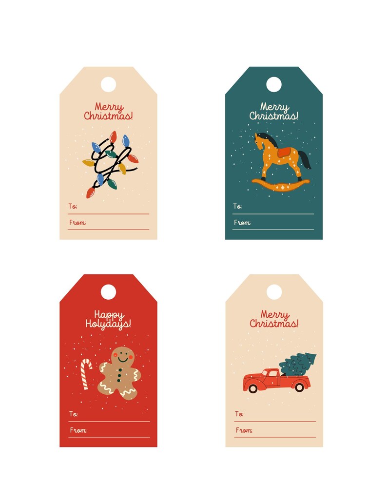 Classic Colorful Christmas Gift Tags Printable | PNG + SVG | - Etsy