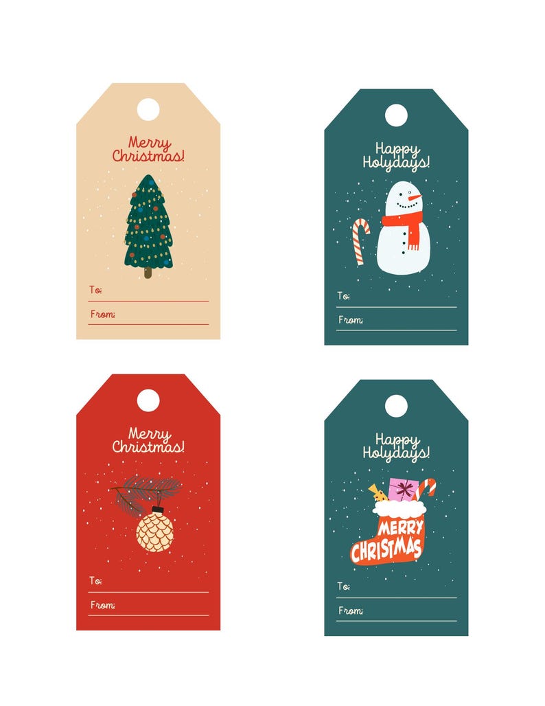 Classic Colorful Christmas Gift Tags Printable | PNG + SVG | - Etsy