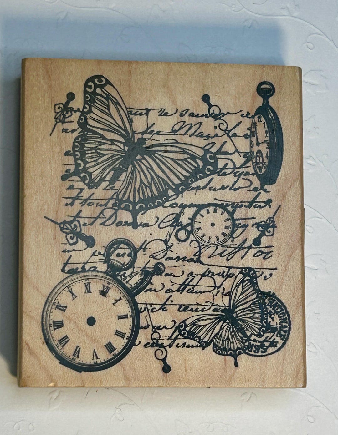 Rubber Stamp, Butterfly and Script, Vintage - Etsy