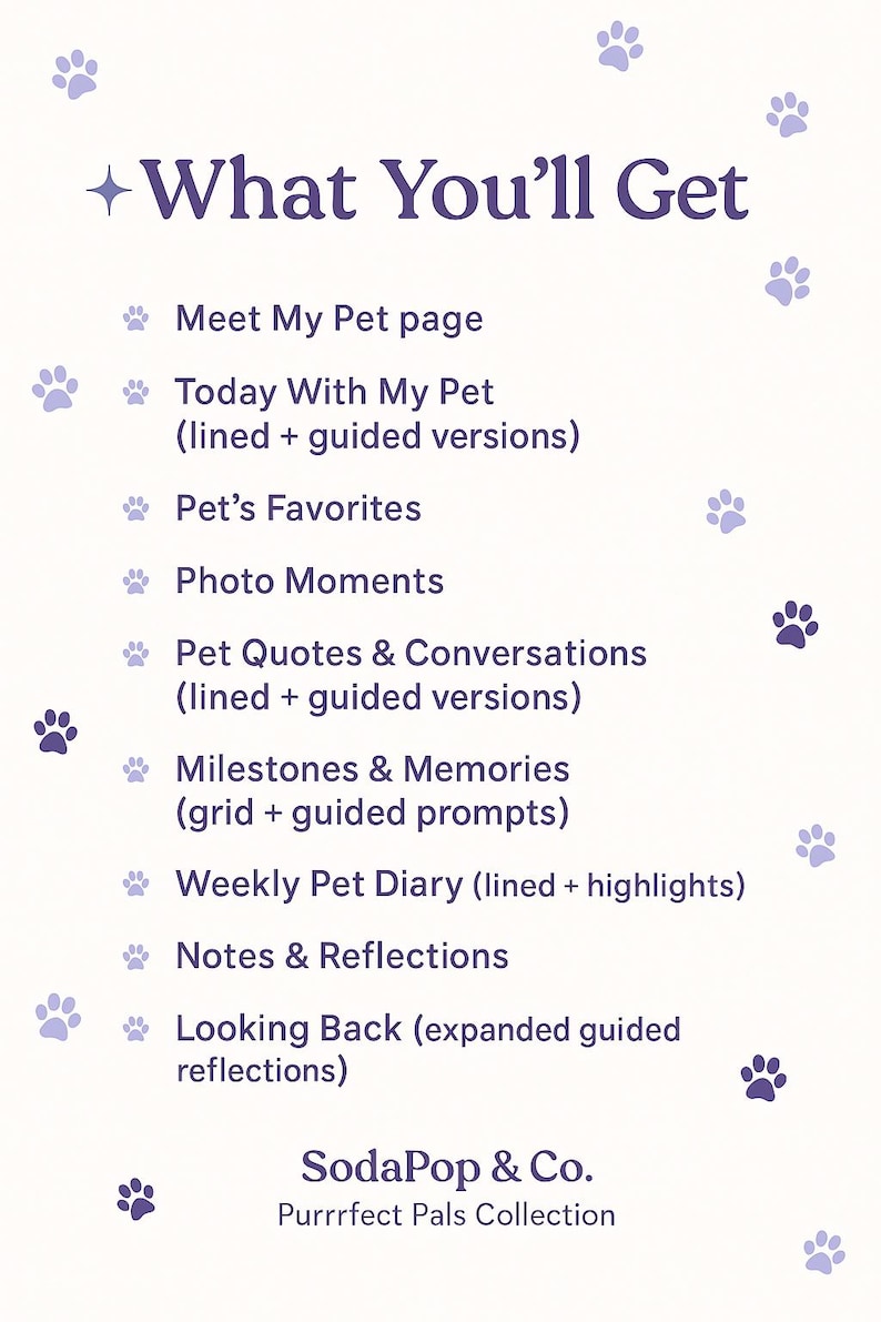 Pet Memory Journal Printable: Digital Diary, Keepsake PDF - Etsy