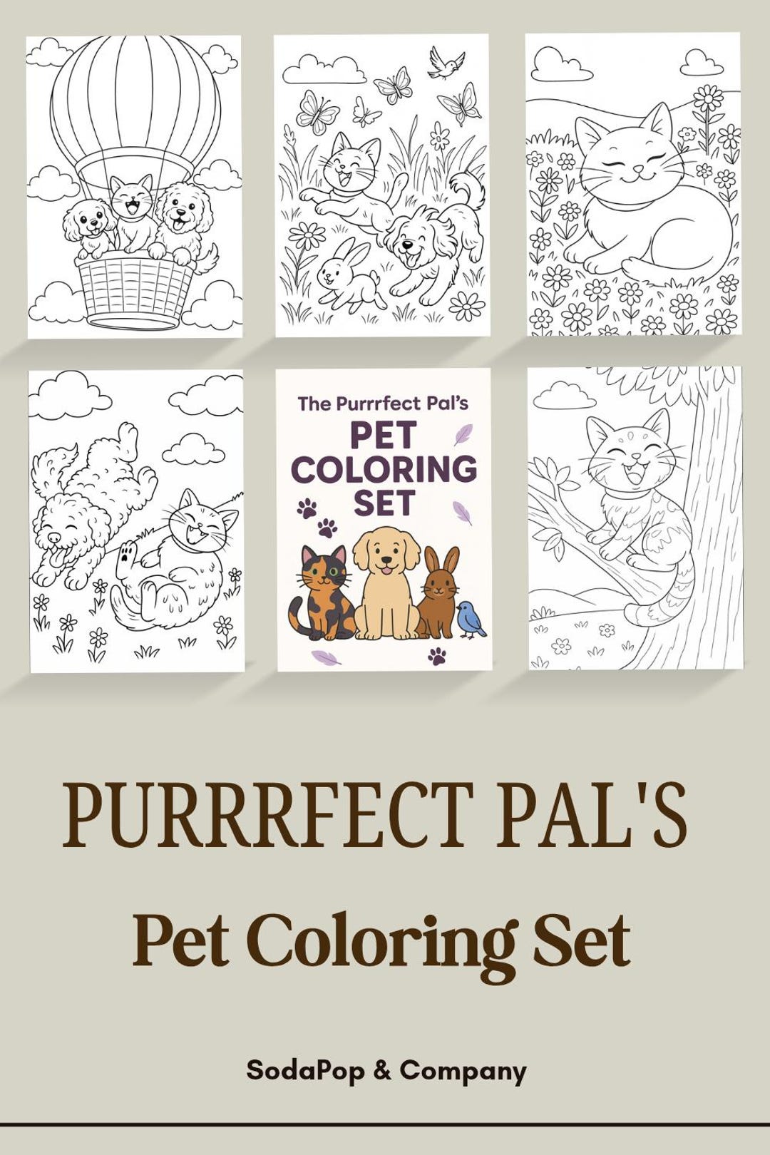 Pet Coloring Pages: Cats, Dogs, Rabbits & Birds (digital Download) - Etsy