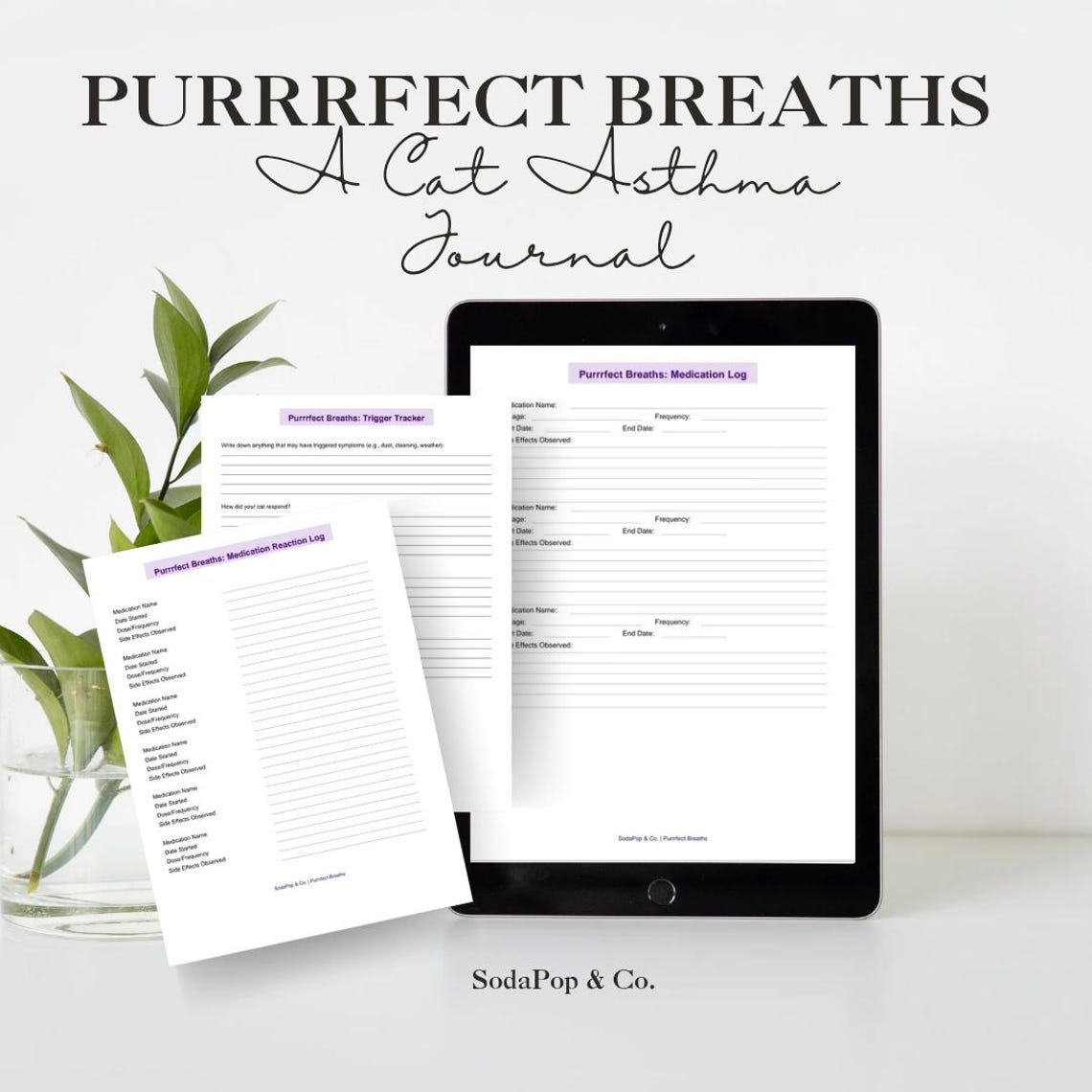 Cat Asthma Journal: Printable Healthcare Log for Feline Respiratory ...
