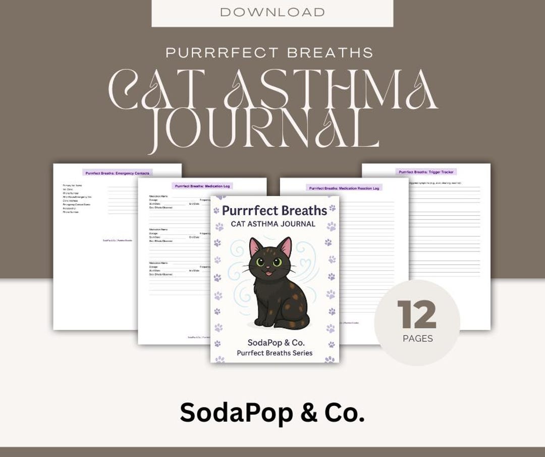 Cat Asthma Journal: Printable Healthcare Log for Feline Respiratory ...