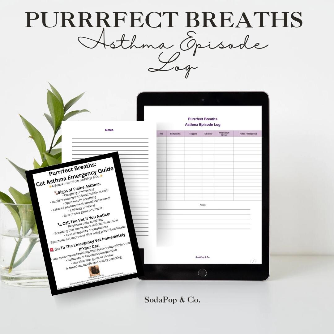 Cat Asthma Tracker: Episode Log & Emergency Checklist (PDF Printable ...