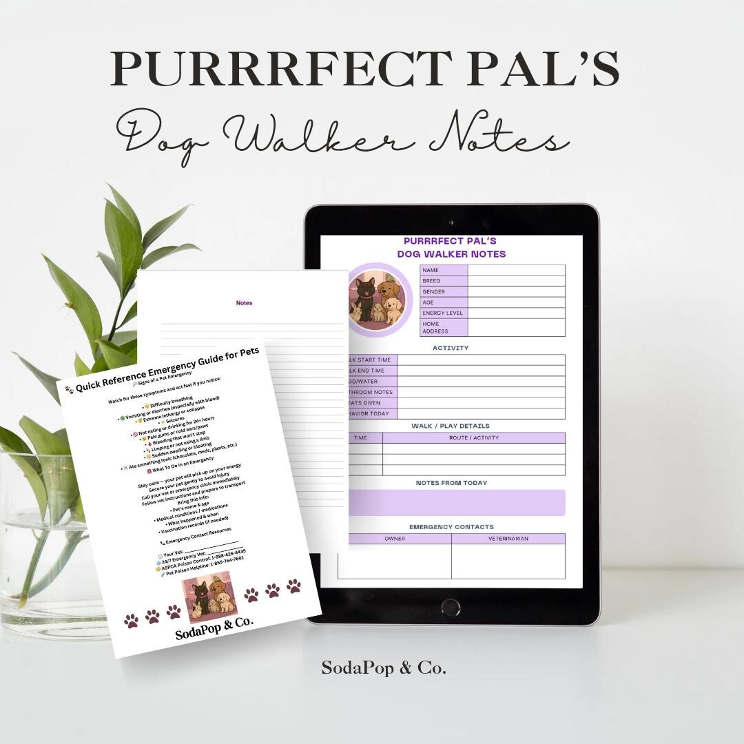 Dog Walker Notes Printable: Daily Walk Log & Pet Care (PDF Download) - Etsy