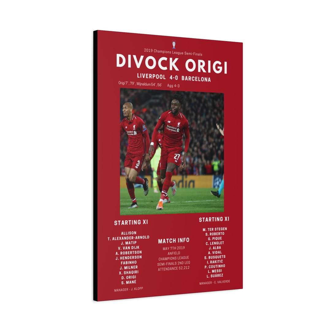 Divock Origi Iconic Moments Canvas - Liverpool Vs Barcelona, Football ...