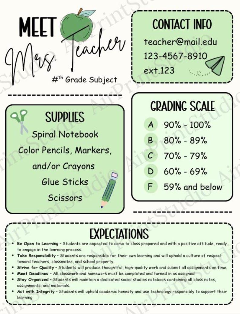 Editable Meet the Teacher Template | Syllabus & Expectations Printable ...