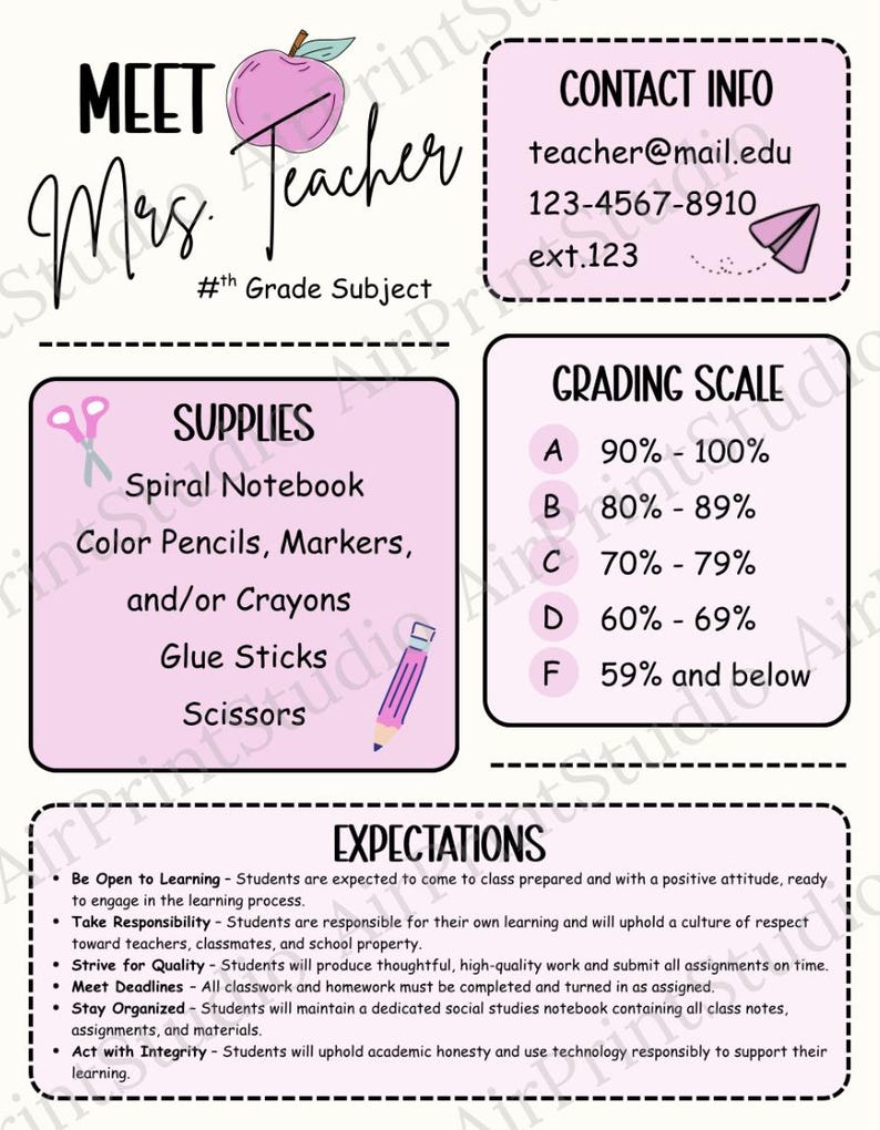 Editable Meet the Teacher Template | Syllabus & Expectations Printable ...