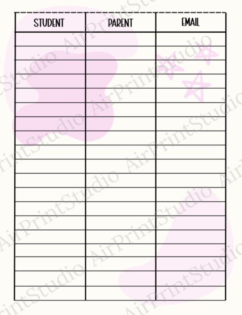 Printable Parent Sign in Form Teacher Open House Welcome Page Editable ...