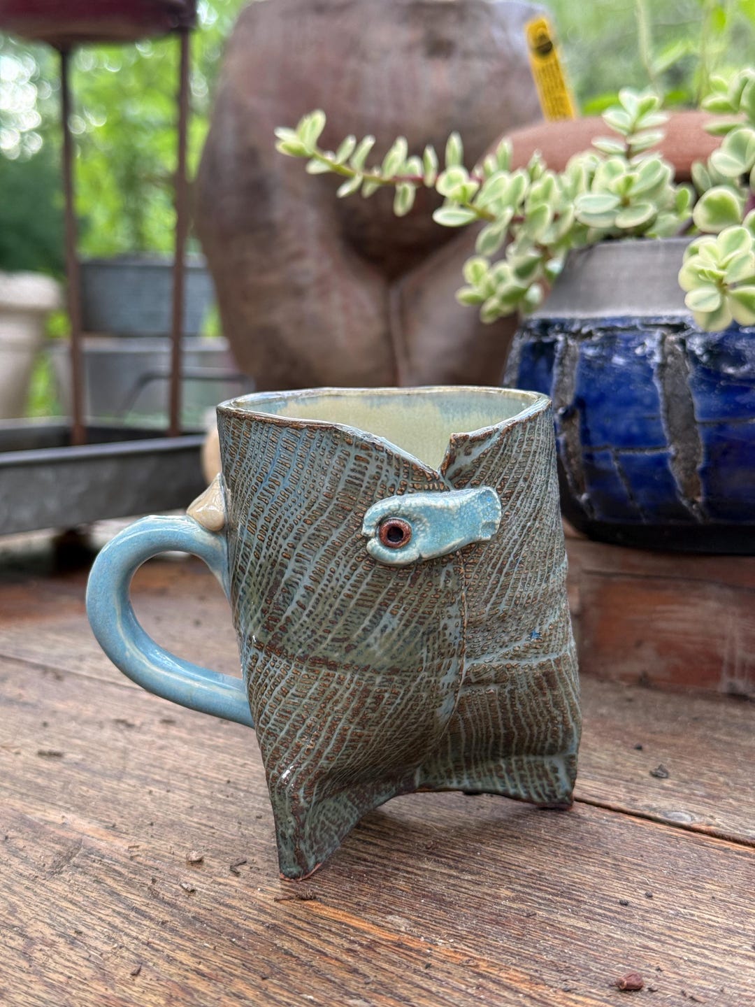 Handmade Ceramic Mug: Textured Coffee Cup With Shirt & Button Accents ...