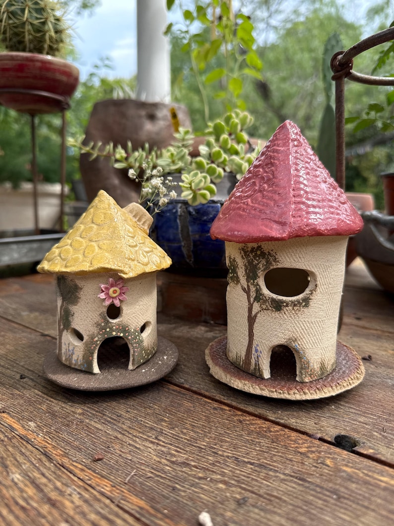 Handmade Ceramic Fairy House: Whimsical Cottage, Tealight Holder, Mini ...