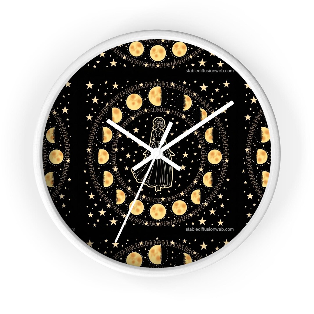 Moon Phases Wall Clock, Celestial Astrology Decor, Boho Timepiece - Etsy