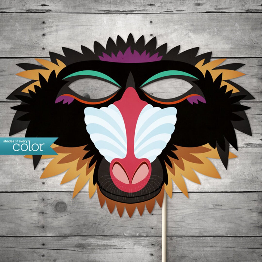 DIY Printable Baboon Monkey Mask - Mardi Gras, Birthdays, Masquerade ...