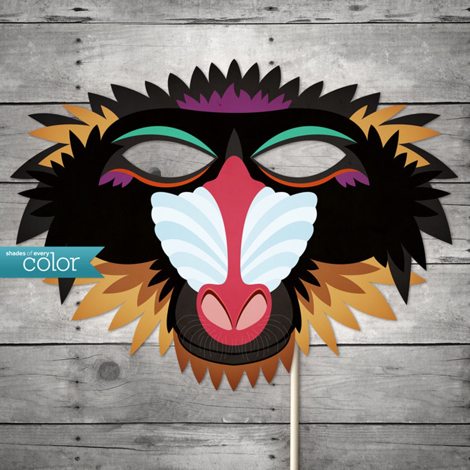 DIY Printable Baboon Monkey Mask - Mardi Gras, Birthdays, Masquerade ...