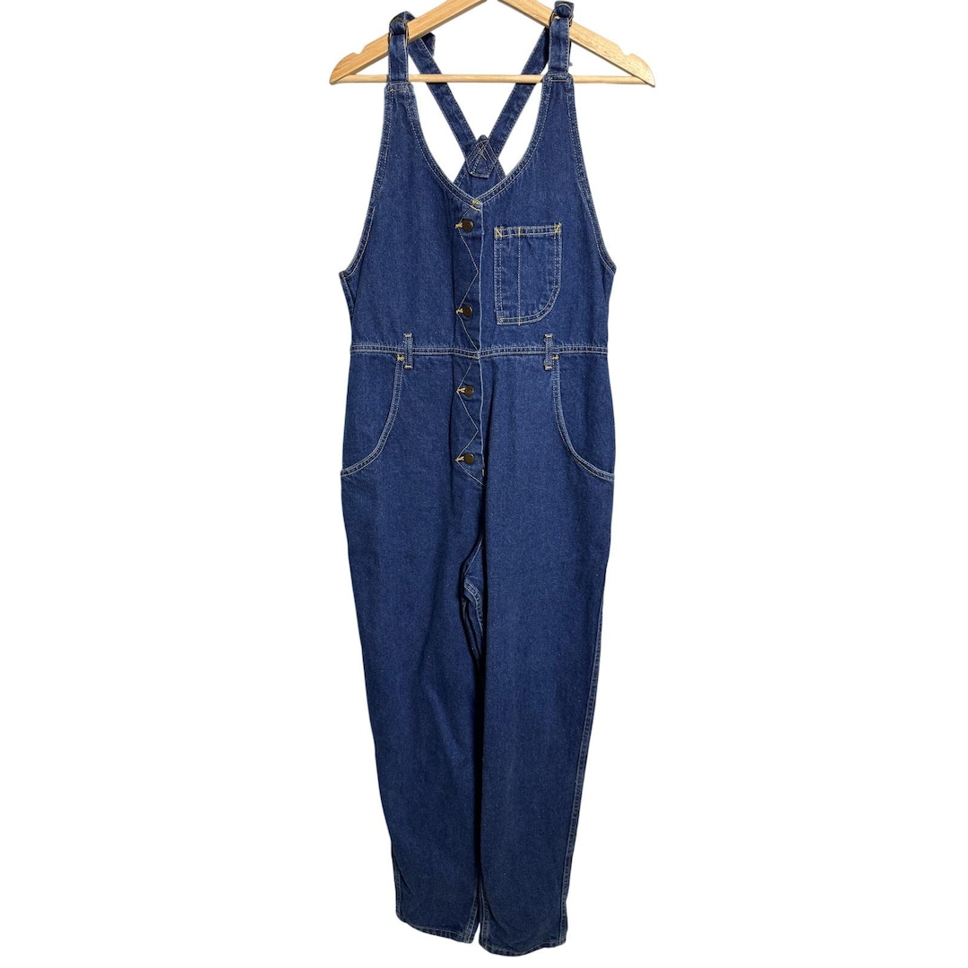 Vintage Lee Denim Overalls Women’s 11/12 Cross Back Bib Button Front ...