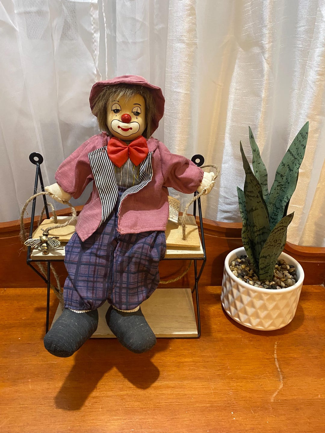 Large Tramp Clown Puppet. Clown on a Swing. 1980s Clown Puppets. Retro ...