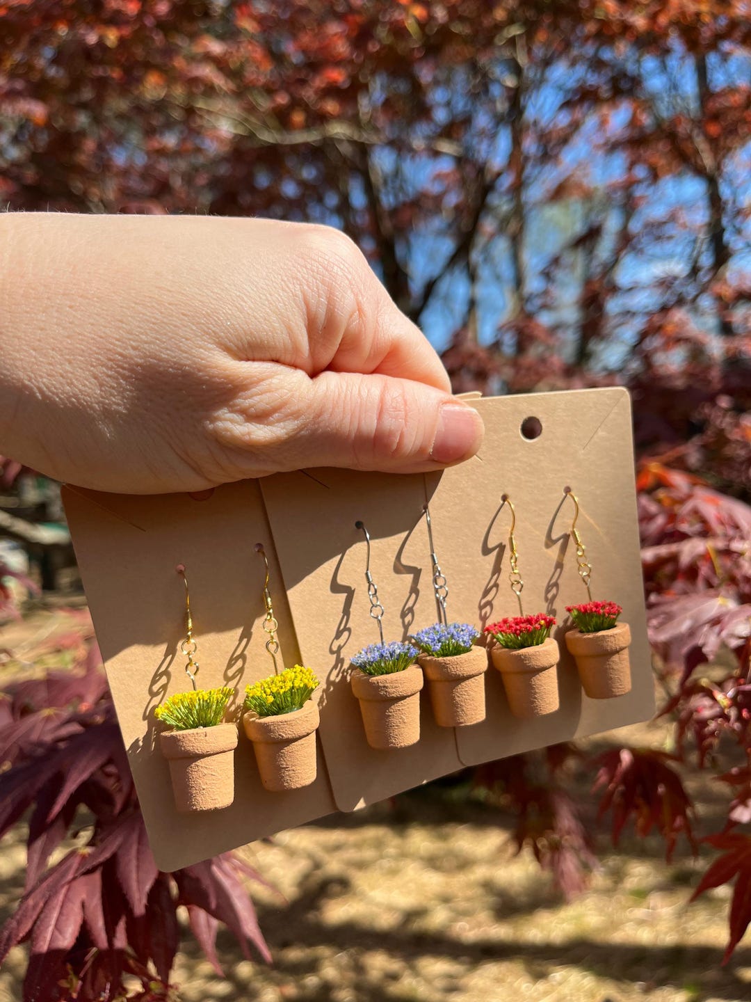 Mini Flower Pot Earrings: Plant Lover Gift, Nickel-free Hooks - Etsy