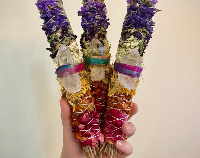 Rainbow Bundle, Chakra Sage, Rainbow Sage, Crystal Sage Wand ...