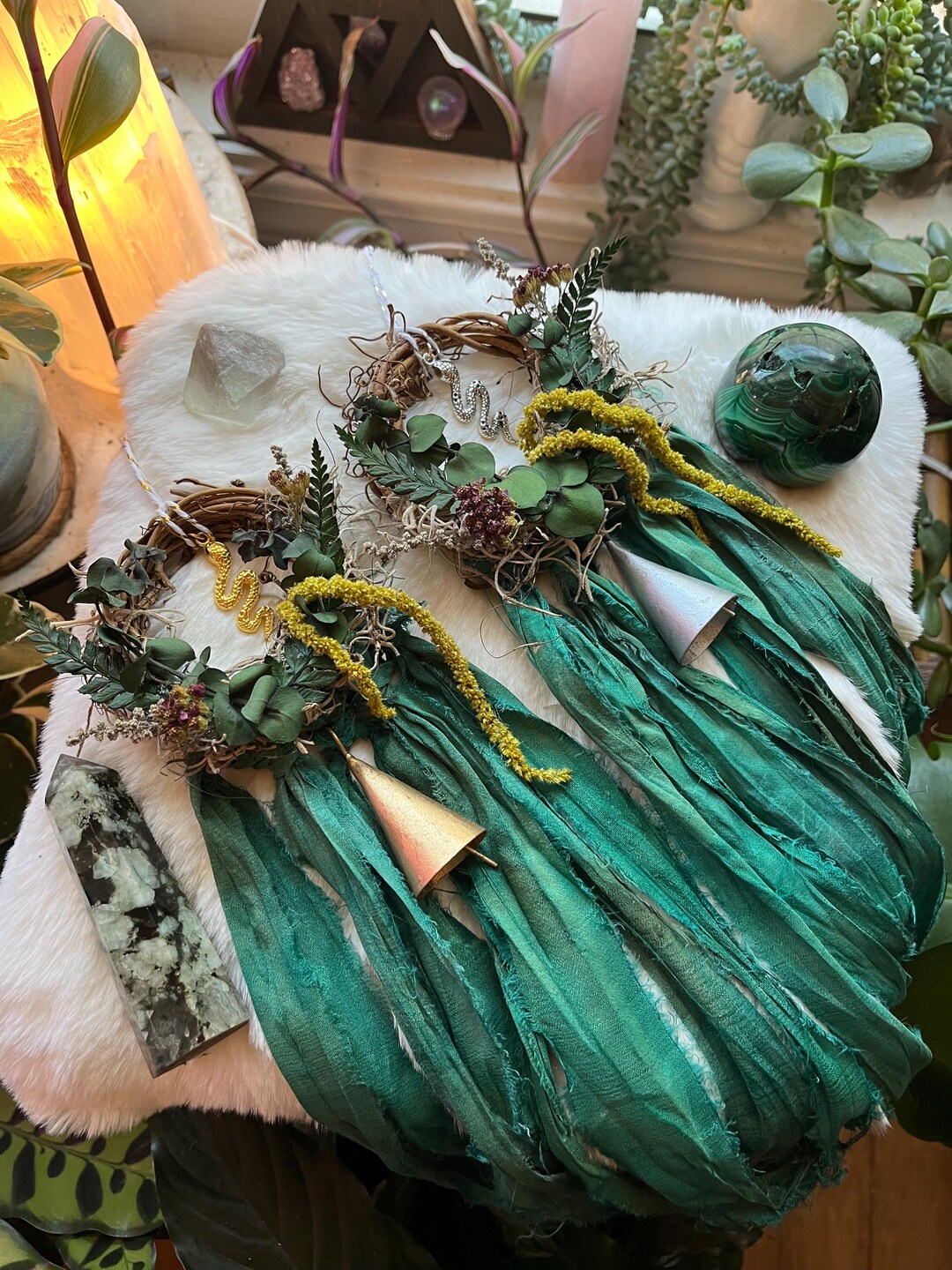 Serpent Protection Wreath With Witch Bells: Pagan Altar Decor - Etsy