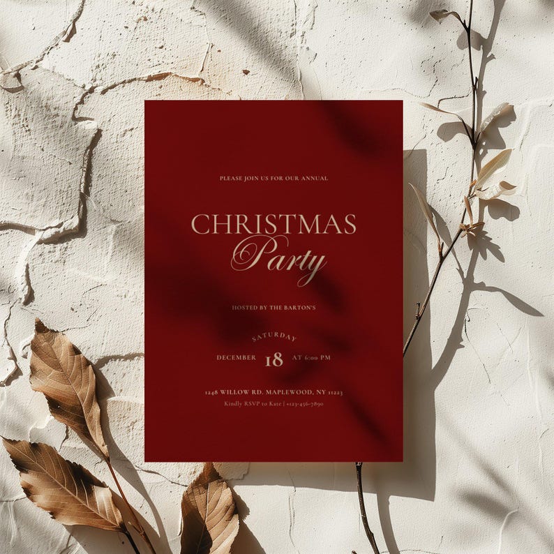 Elegant Classic Christmas Party Invitation | Timeless Holiday Invite ...