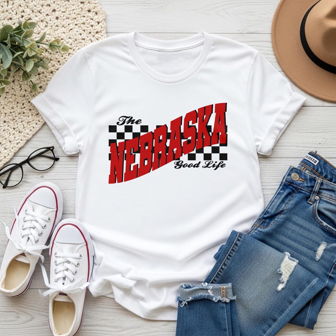 Nebraska the Good Life Shirt | Checkered Racing Graphic Tee | Midwest ...