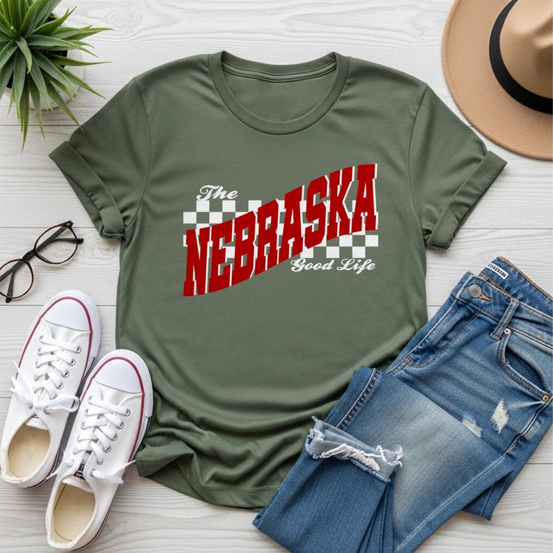 Nebraska the Good Life Shirt | Checkered Racing Graphic Tee | Midwest ...