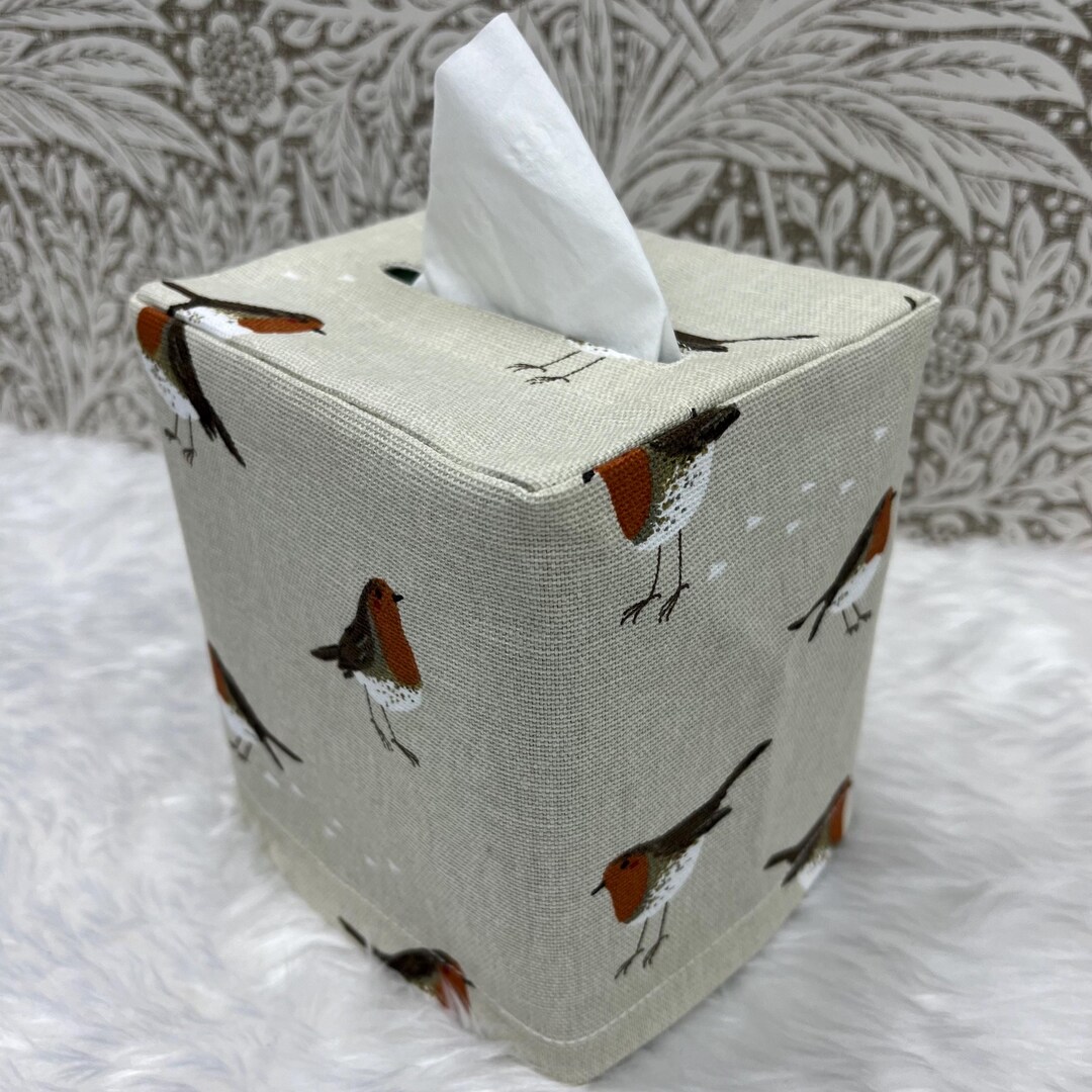 Sophie Allport Robin Birds Fabric Tissue Box Cover Handmade - Etsy UK