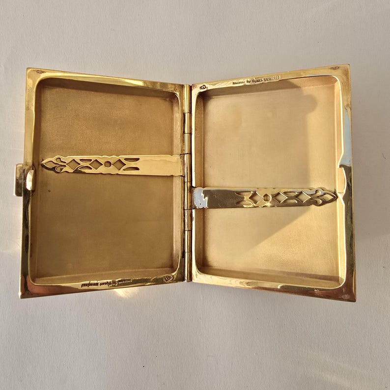Vintage Art Deco Rolled Gold Cigarette Case | 1930s Geometric Engine ...