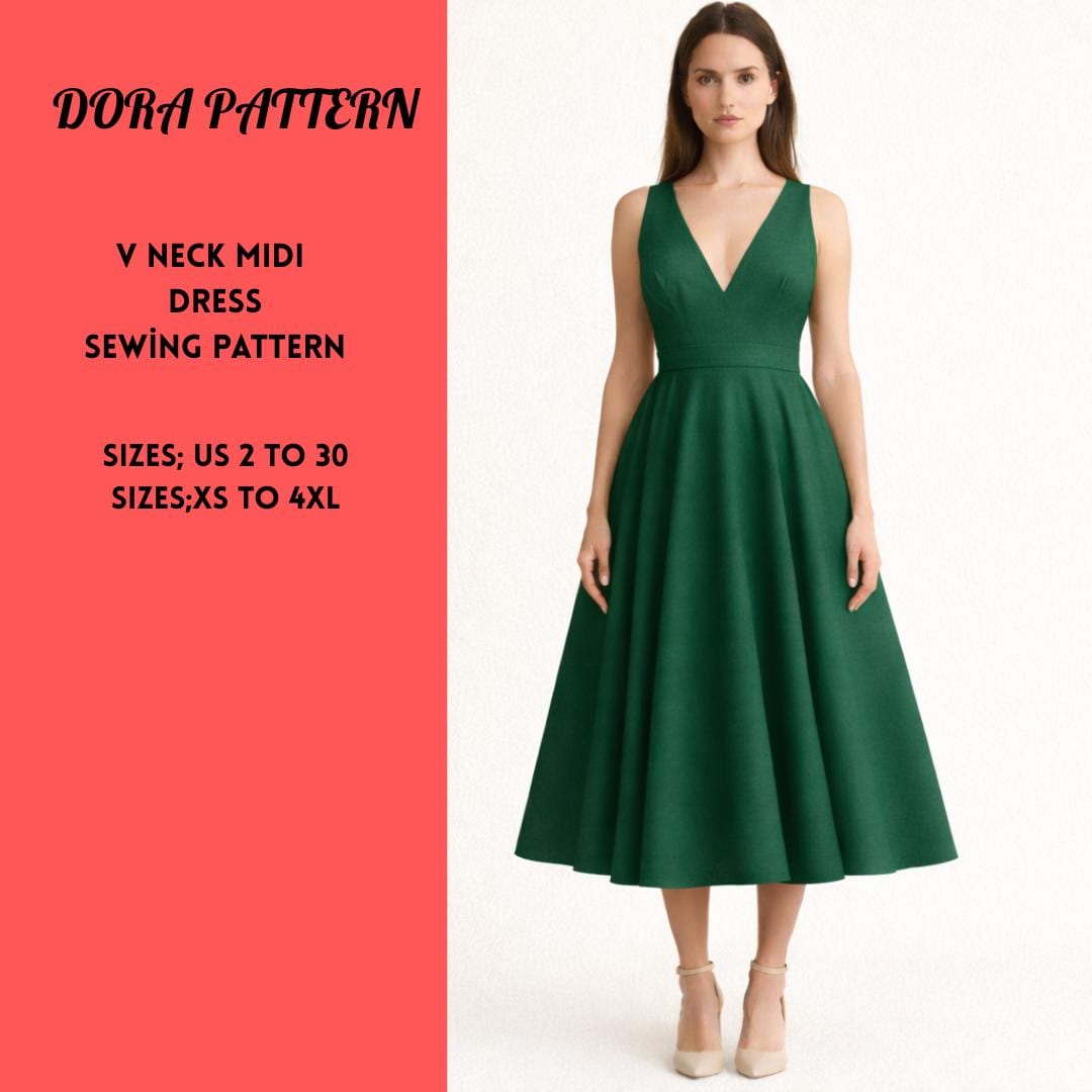 V Neck Dress,sewing Pattern, (PDF Pattern) - Etsy
