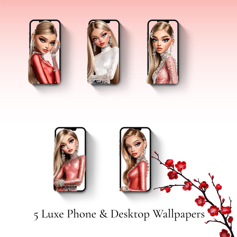 Gilded Glam Portraits | 5 Luxe Phone & Desktop Wallpapers - Etsy